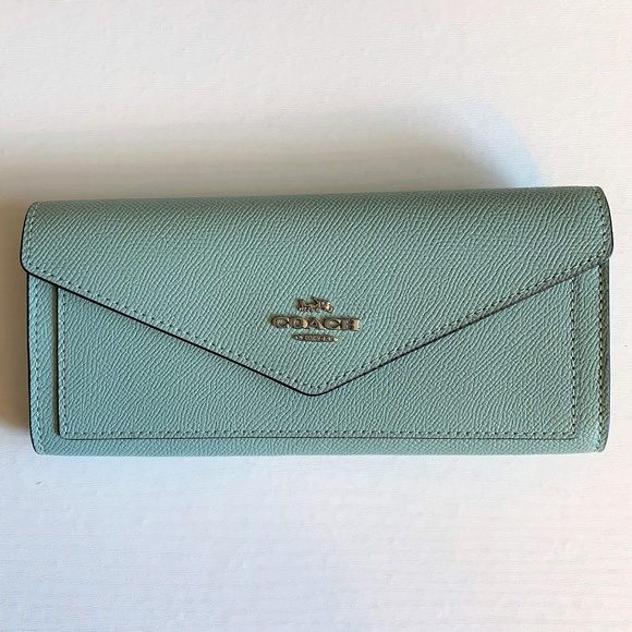 Coach | Bags | Coach Soft Envelope Wallet Light Teal Leather Nwt | Poshmark